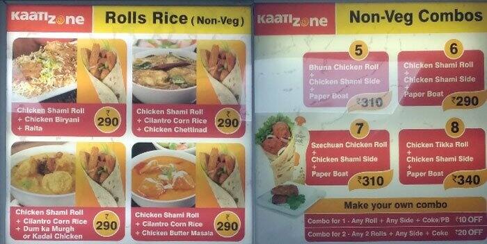 Menu at Kaati Zone, Bengaluru, Building No. 148