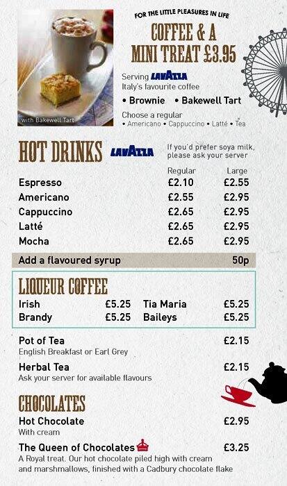 Menu at Garfunkel's restaurant, London, 355-357 The Strand