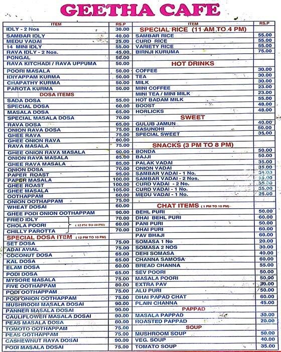 Geetha Cafe, T. Nagar, Chennai - Restaurant - Zomato