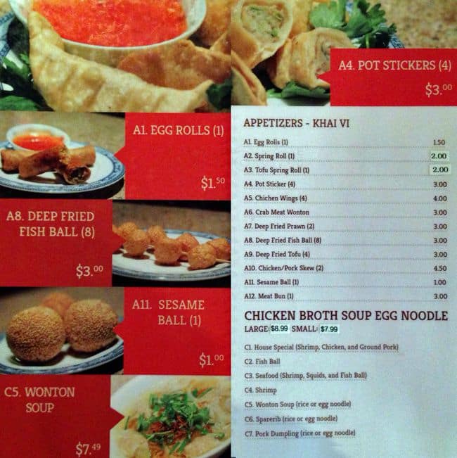 Menu at Phở Hà restaurant, Everett