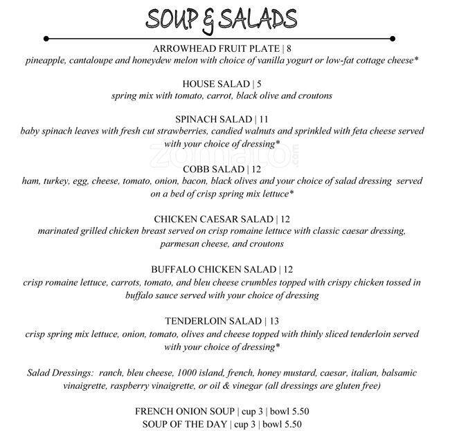 Menu at On the Rocks Bar & Grill at Arrowhead Golf Club, Roxborough Park