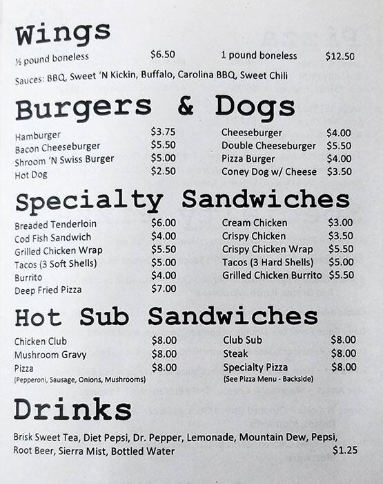 Menu at DAIRY CONE pizzeria, Celina, 109 W Logan St