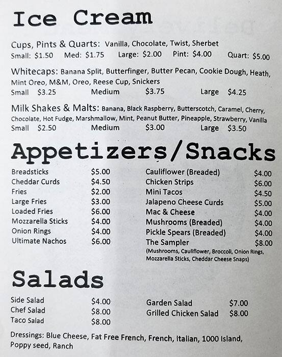 Menu at DAIRY CONE pizzeria, Celina, 109 W Logan St