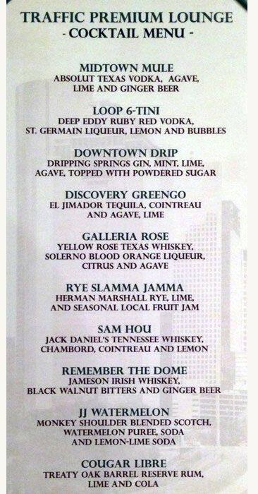 Menu at Traffic Premium Lounge pub & bar, Houston, Main St