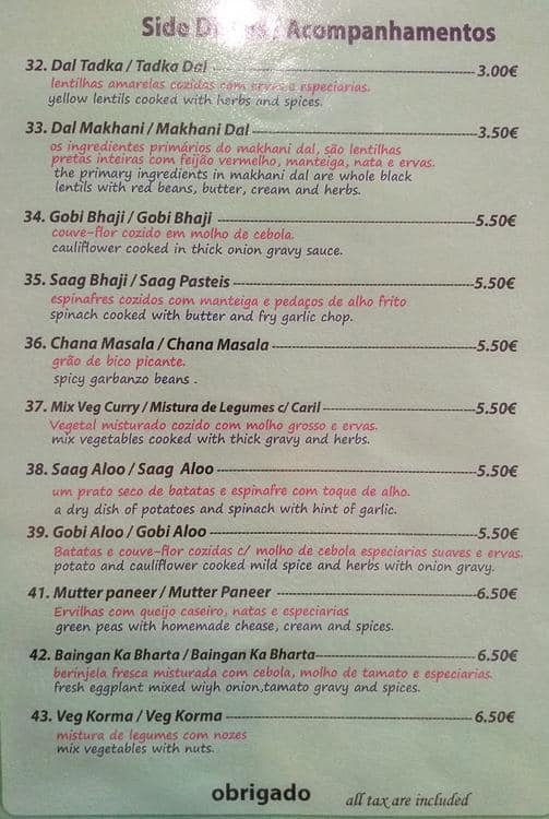 Menu at Hungry Eye Resturant and Bar, Lisbon