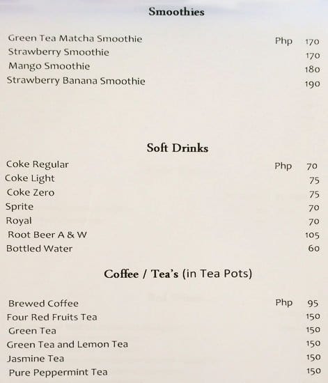 Menu at Marina Sea View restaurant, Lapu-Lapu City, Cebu Yacht Club