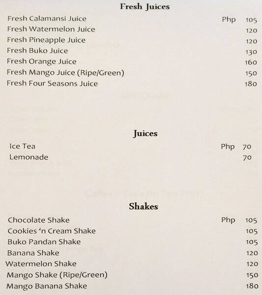 Menu at Marina Sea View restaurant, Lapu-Lapu City, Cebu Yacht Club