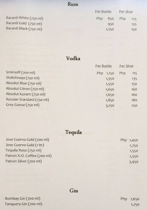 Menu at Marina Sea View restaurant, Lapu-Lapu City, Cebu Yacht Club