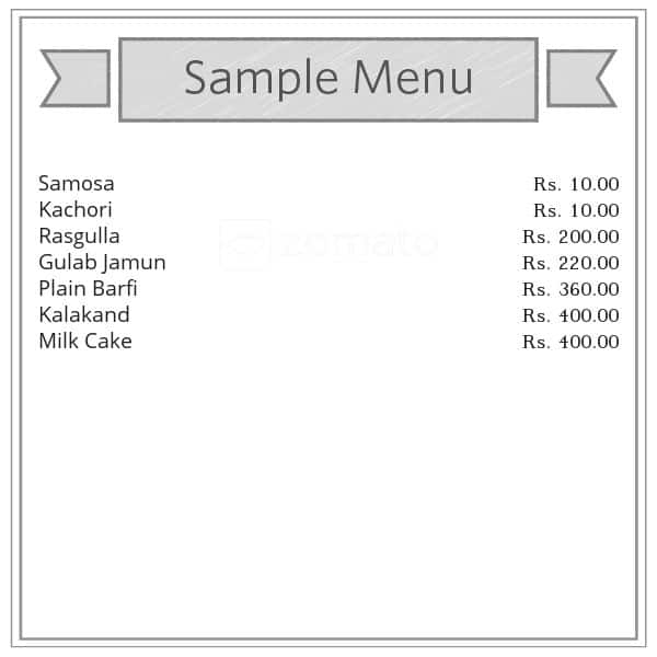 Menu of Raju Sweets, Sector 8, Gurgaon