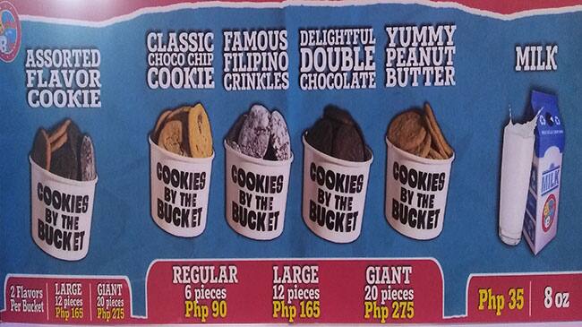 Menu at Cookies by the Bucket, San Juan, Ground Floor