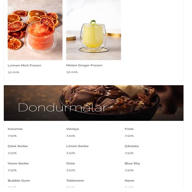 Menu at Moose Chocolatier, Istanbul