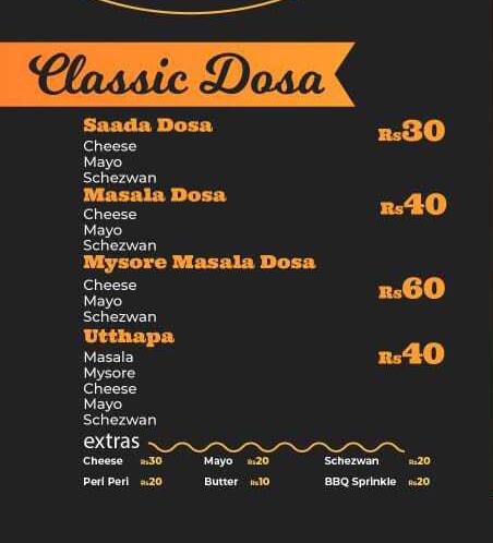 Menu of Dosa Plazza, Goregaon West, Mumbai