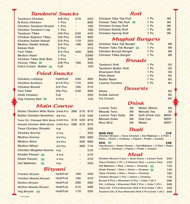 Menu of Nazeer Foods, Lajpat Nagar 2, New Delhi