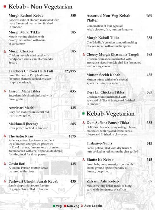 Kebab-e-Que - The Astor Hotel Menu - Zomato