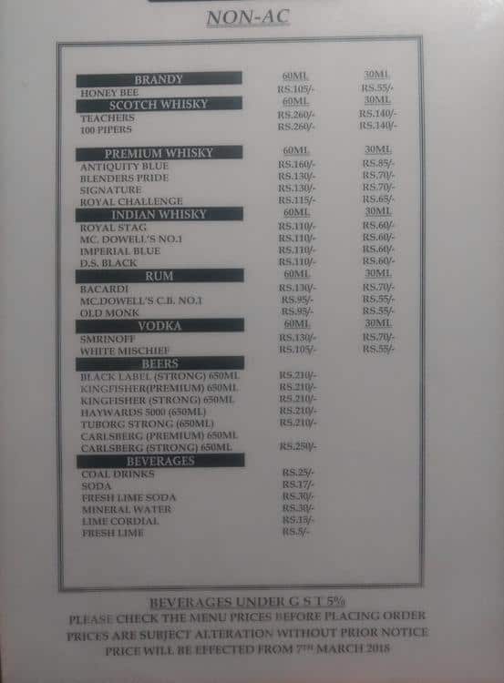 Menu at Cecil Bar & Restaurant, Kolkata