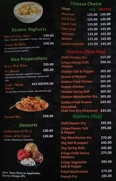 Menu of Dilli Darbar, District Centre, Janakpuri, New Delhi