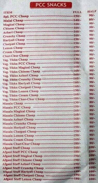 Punjabi Chaap Corner Menu, Menu for Punjabi Chaap Corner, Lawrence Road, New Delhi - Zomato