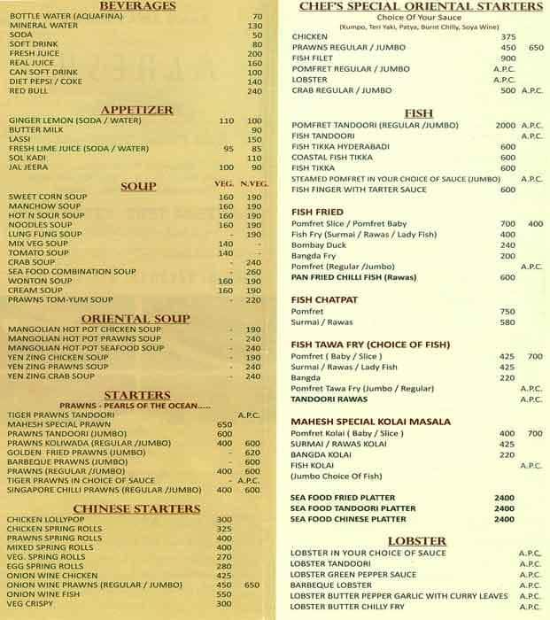 Menu at Mahesh Lunch Home Thane, Thane, Shop No 4-5