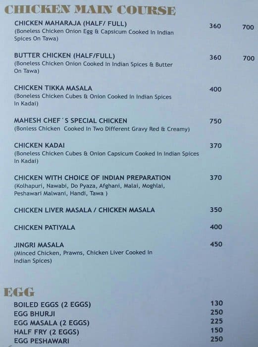 Menu at Mahesh Lunch Home Thane, Thane, Shop No 4-5