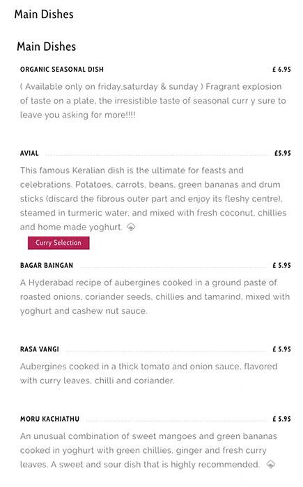 Menu at Rasa restaurant, London, 55 Stoke Newington Church St