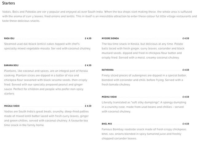 Menu at Rasa restaurant, London, 55 Stoke Newington Church St