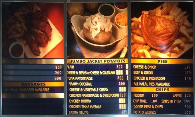 Menu at Village Fish Bar, London