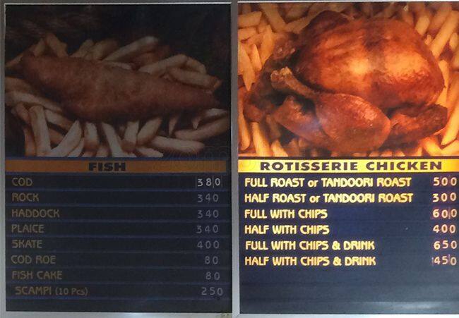 Menu at Village Fish Bar, London