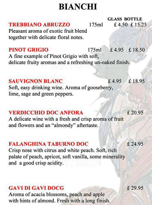 Menu at Tarantella restaurant, London, 4 Elliott Rd