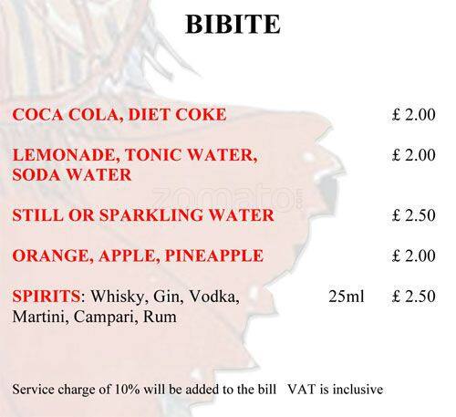 Menu at Tarantella restaurant, London, 4 Elliott Rd