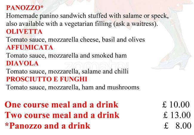 Menu at Tarantella restaurant, London, 4 Elliott Rd