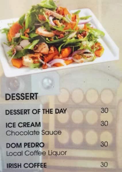 Carta de LJ's Pizzeria, Ciudad del Cabo