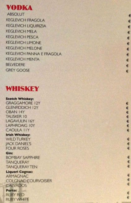 Menu da Gente di San Lorenzo pub & bar, Roma