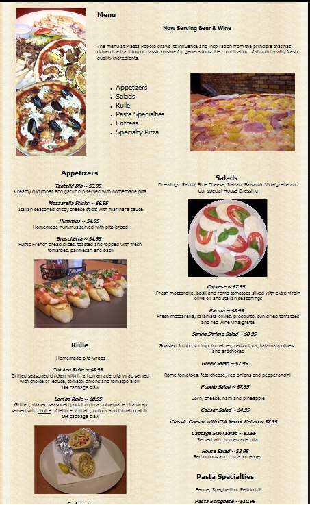 Piazza Popolo Menu, Menu for Piazza Popolo, Gwinnett Place/Duluth ...