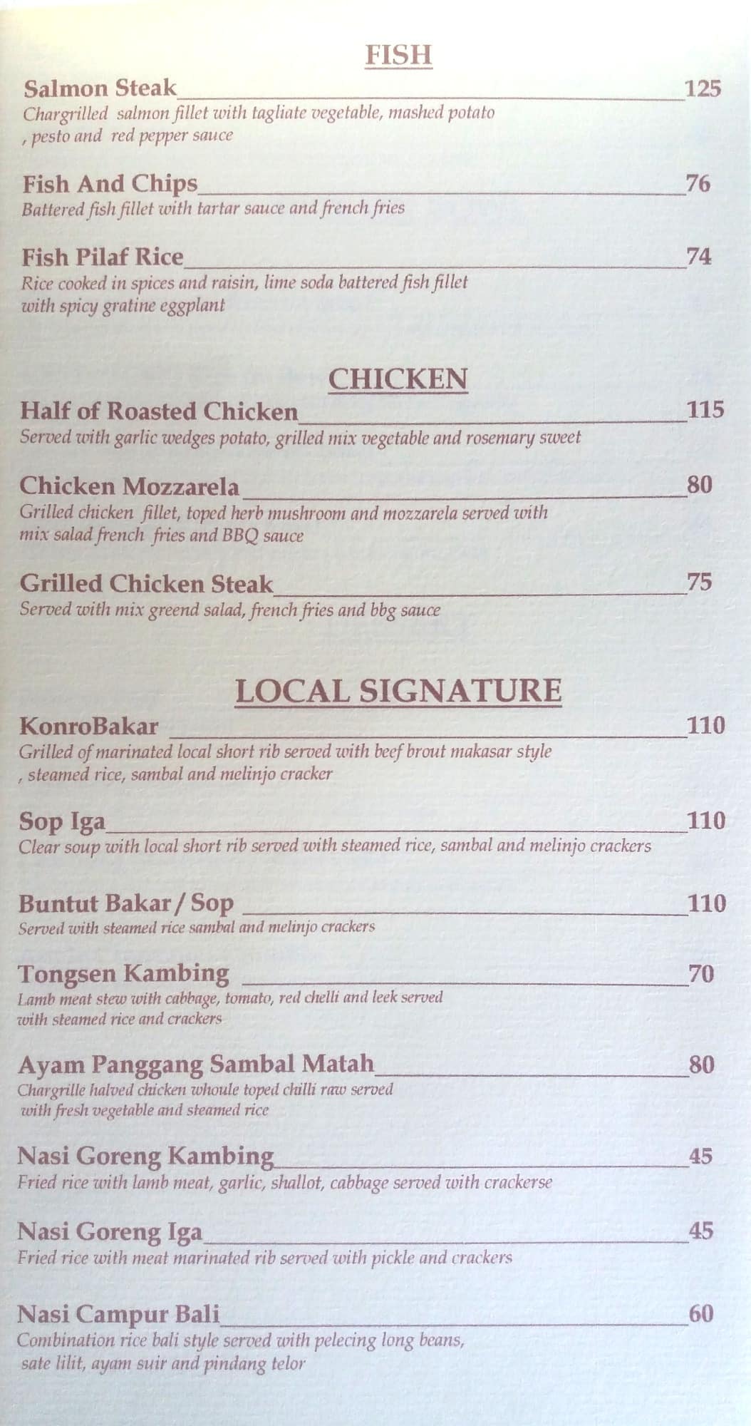 Menu at Darjeeling (Maja Group) restaurant, Bandung