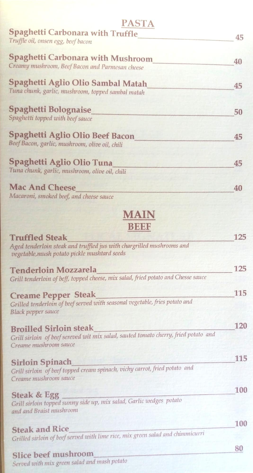 Menu at Darjeeling (Maja Group) restaurant, Bandung