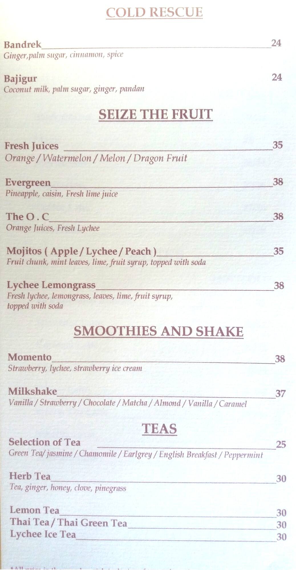 Menu at Darjeeling (Maja Group) restaurant, Bandung