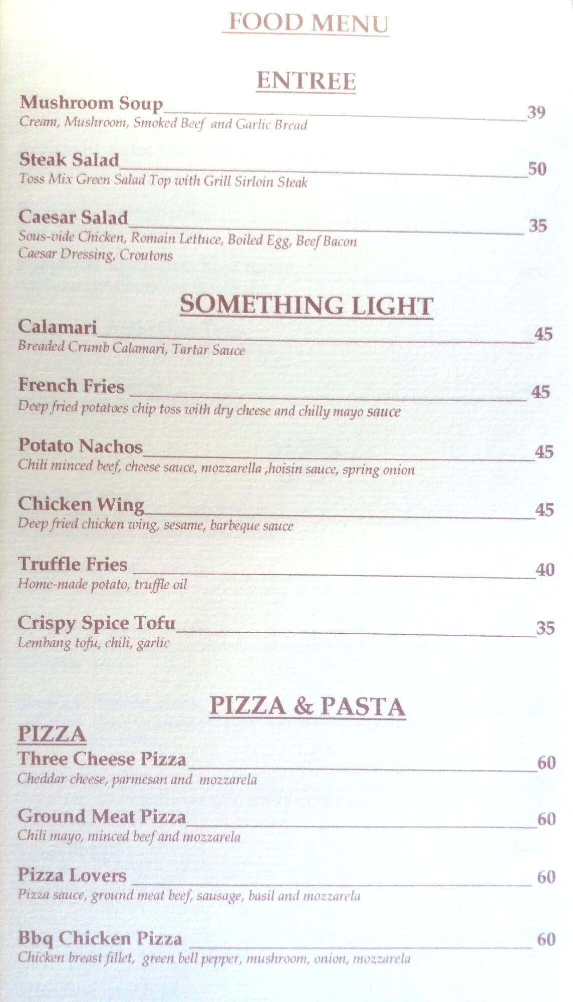 Menu at Darjeeling (Maja Group) restaurant, Bandung