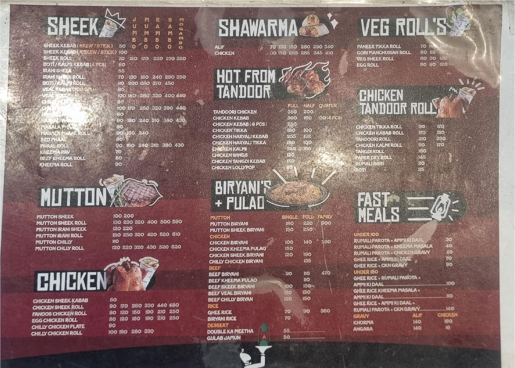 Menu of Fanoos Since 1975, Frazer Town, Bangalore