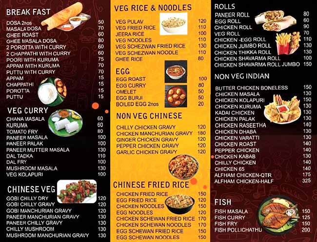 Menu of Curry Leaf Restaurant, Koramangala 2nd Block, Bangalore