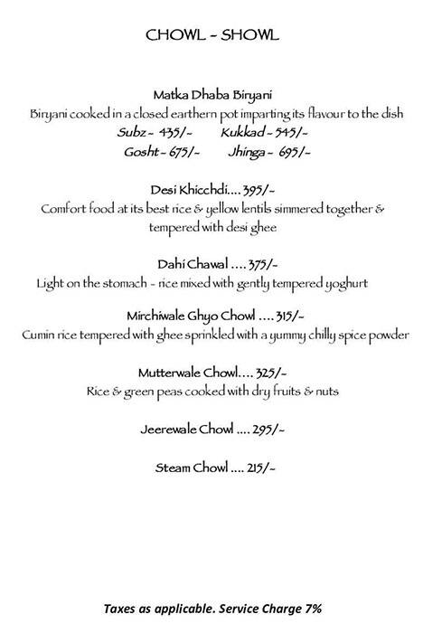 Menu at Pritam Da Dhaba Juhu, Mumbai