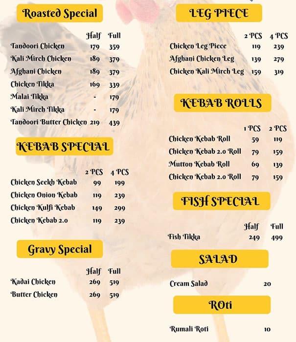 Menu of Mr. Kashyap Tandoori King, Sector 16, Faridabad