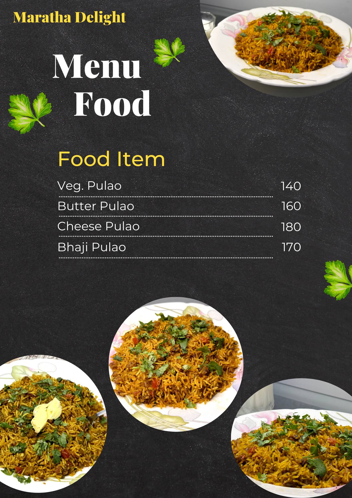 Menu of Maratha Delight, Vejalpur, Ahmedabad