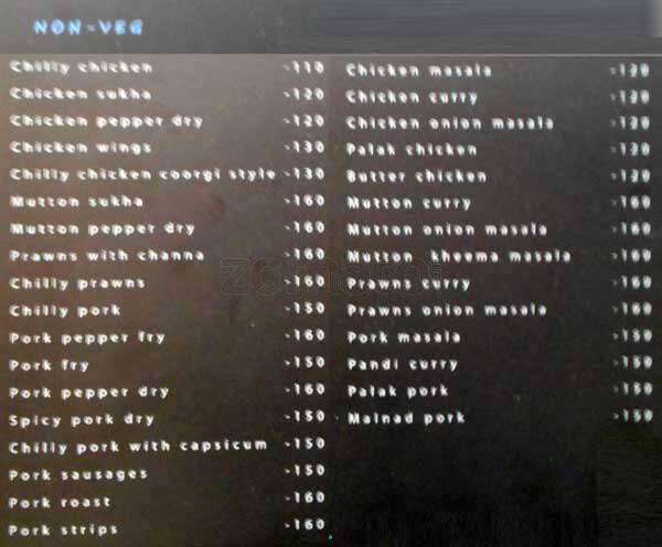 Menu at Coorg Dining, Bengaluru