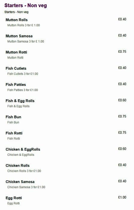 Menu at Abi Fast Food, London, 233B The Broadway