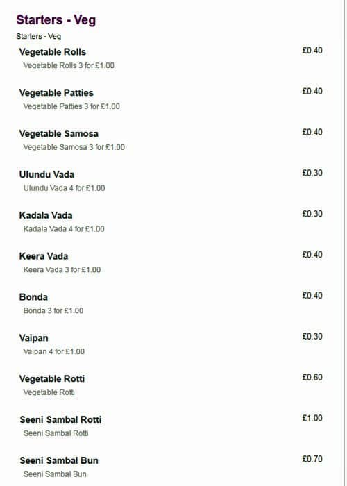 Menu at Abi Fast Food, London, 233B The Broadway