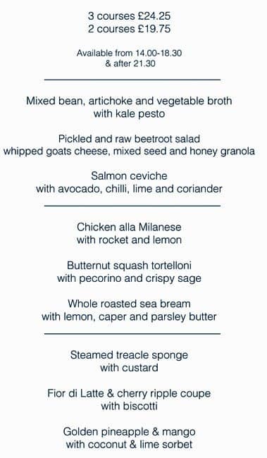Menu at Le Caprice restaurant, London, 20 Arlington St