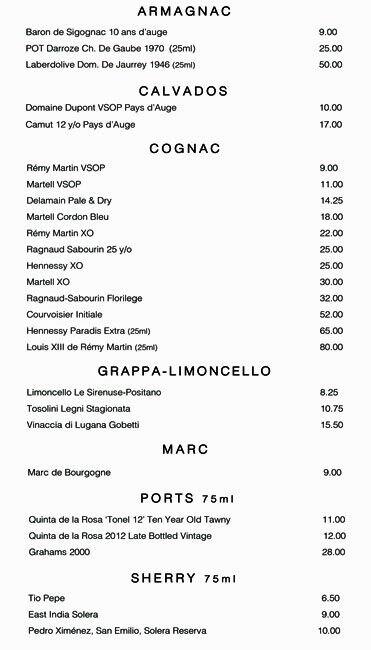 Menu at Le Caprice restaurant, London, 20 Arlington St