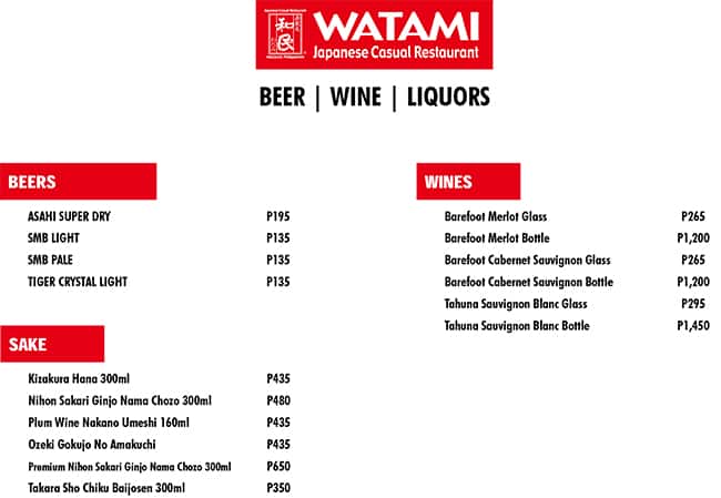Menu at Watami Philippines restaurant, Pasay, Em-2145-2146