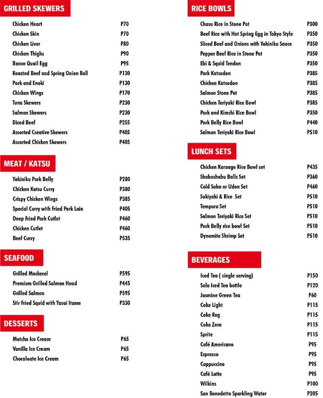 Menu at Watami Philippines restaurant, Pasay, Em-2145-2146