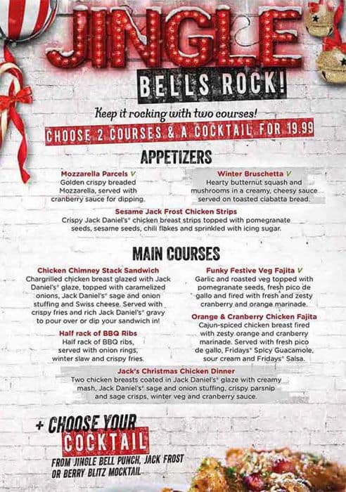 Menu at TGI Fridays restaurant, Birmingham, 180 Hagley Rd